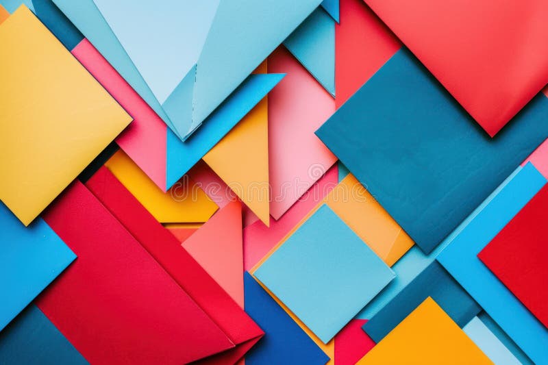 Multicolored Geometric Shapes Overlapping Background Stock Illustration ...