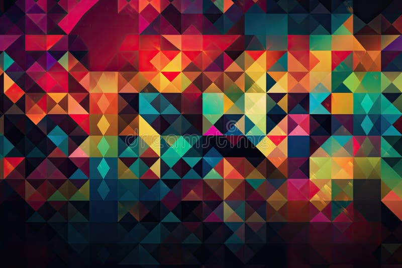 Multicolored Geometric Shapes Seamlessly Blending Together on a Dark ...