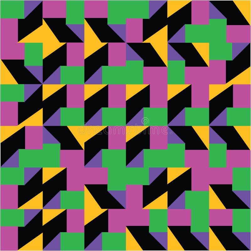 Multicolored Geometric Truchet Pattern Background with Triangle and ...