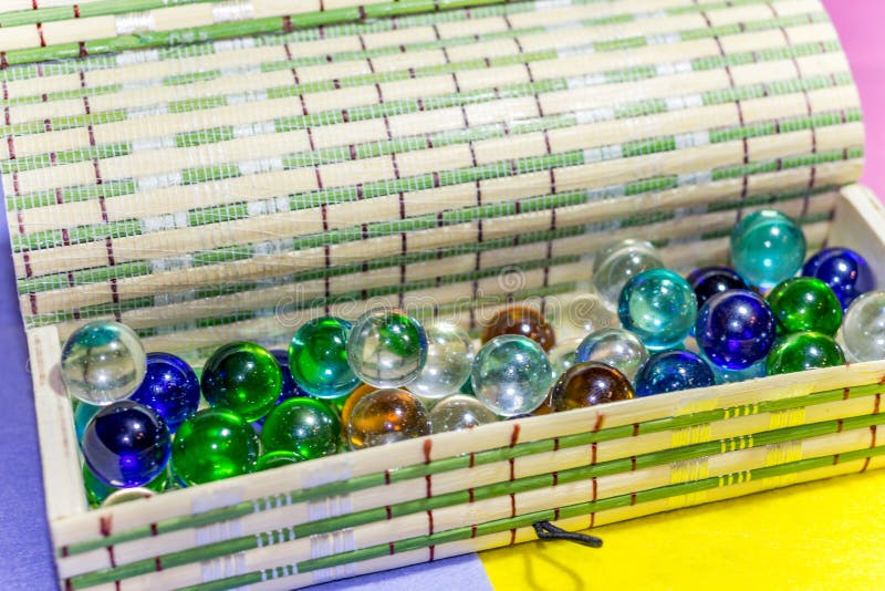 Multicolored Glass Balls in a Box Stock Photo - Image of closeup ...
