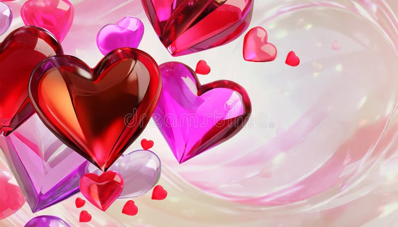 Multicolored Glass Hearts Background - Valentine Wallpaper Stock ...