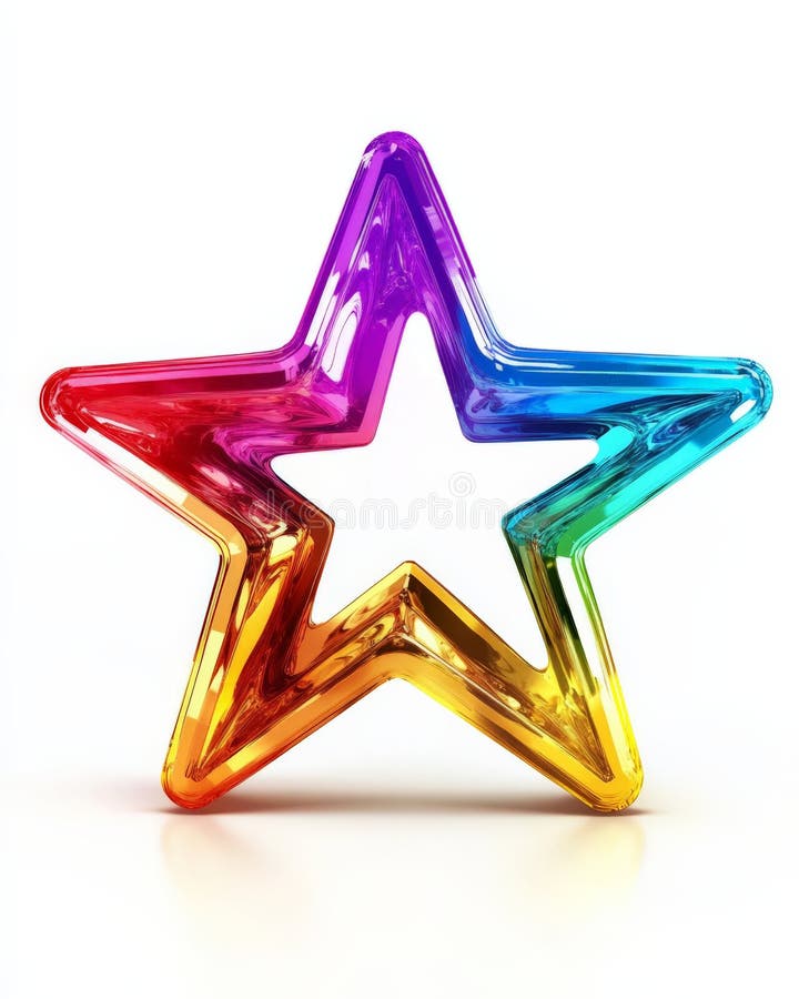 Multicolored Glossy Rating 3d Star on White Background Stock ...