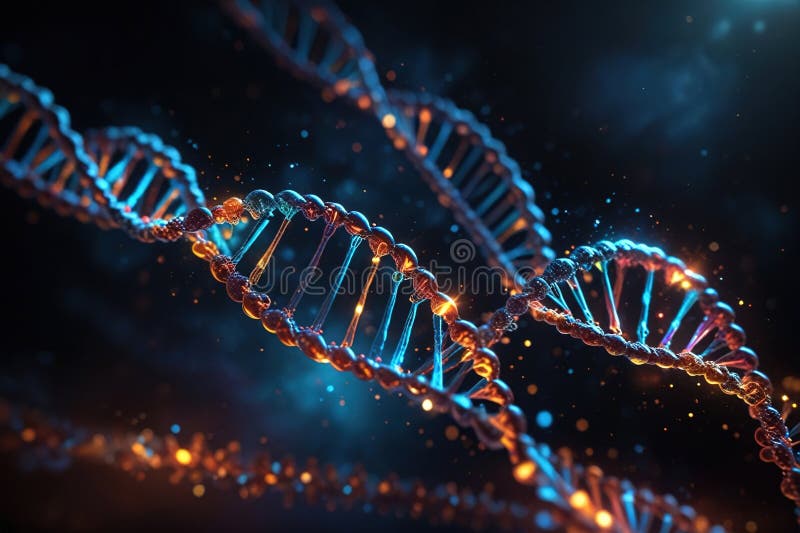 Multicolored Glowing Dna, Genetic Encoding Illustration Stock ...