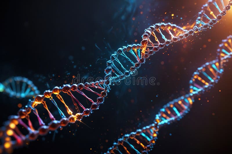 Multicolored Glowing Dna, Genetic Encoding Illustration Stock ...