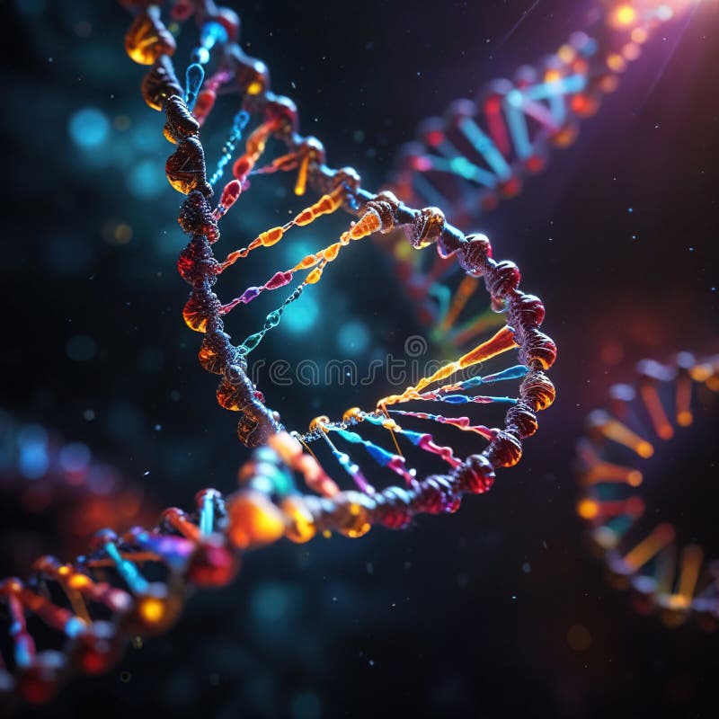 Multicolored Glowing Dna, Genetic Encoding Illustration Stock ... Multicolored Glowing Dna, Genetic Encoding Illustration Stock ...
