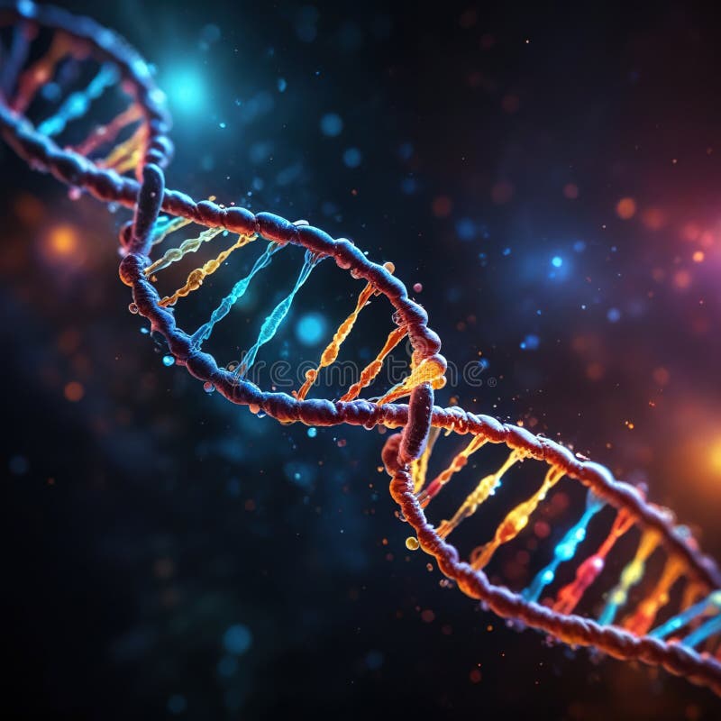 Multicolored Glowing Dna, Genetic Encoding Illustration Stock ...