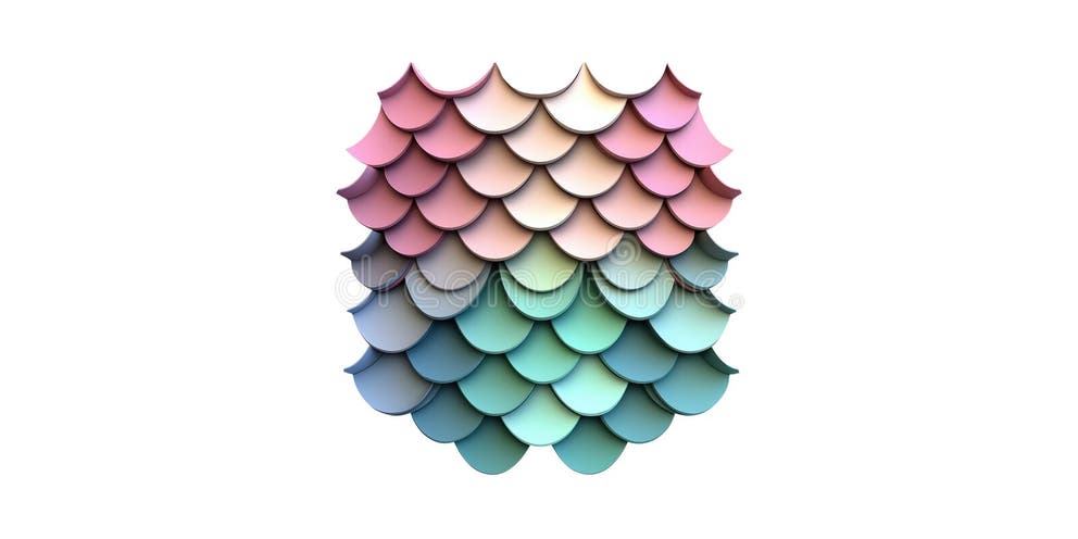 Multicolored Gradient Fish Scales Pattern Shield Isolated on ...