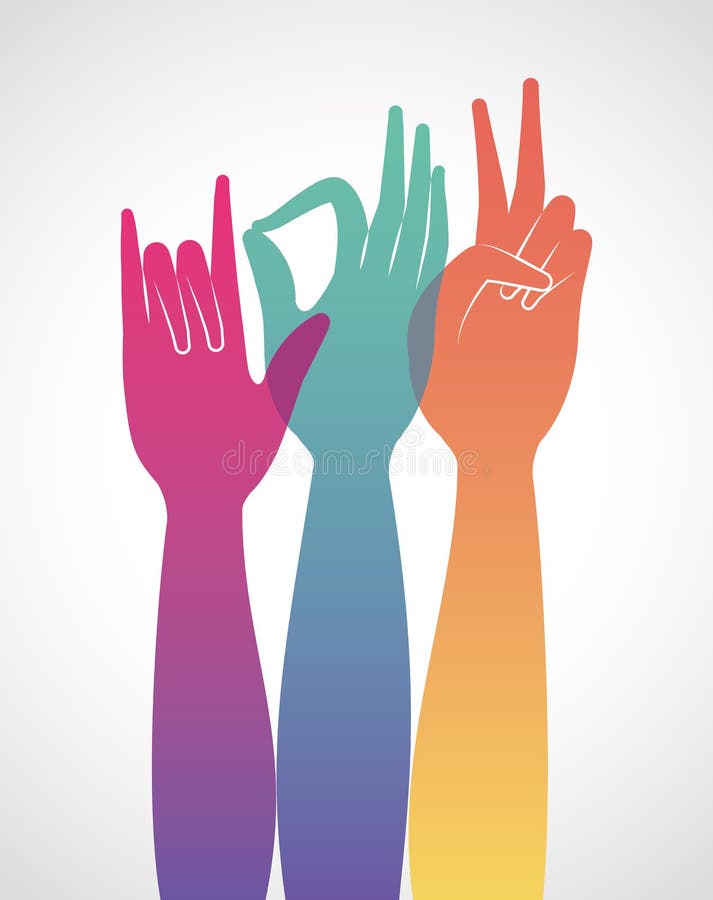 Multicolored Gradient Hands Up Vector Design Stock Vector ...
