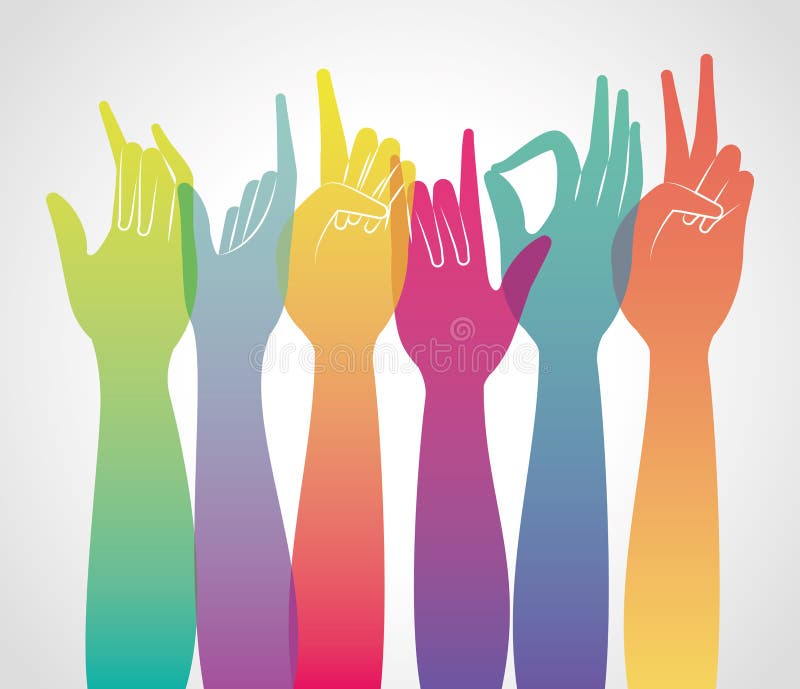 Multicolored Gradient Hands Up Vector Design Stock Vector ...