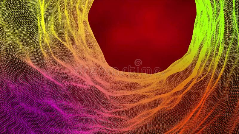 Multicolored Gradient Stone Tunnel Particle Animation on Red Background ...