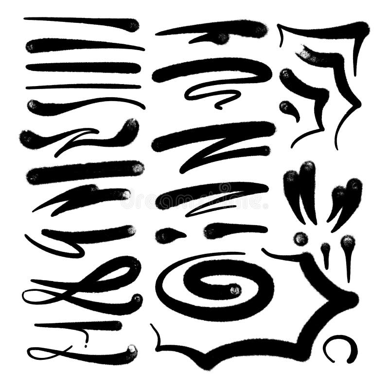 Multicolored Graffiti Elements Set Spray Paint Line Stock Vector ...