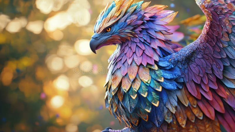 Majestic Rainbow Griffin: a Fantasy Avian Masterpiece Stock Illustration - Illustration of ...