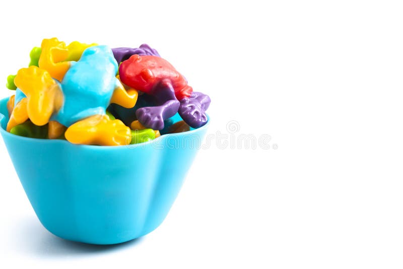 Multicolored Gummy Tree Frog Candies on a White Background Stock Image ...