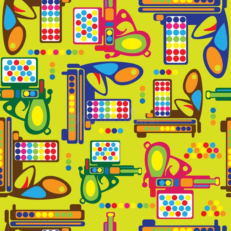 Multicolored Gun Toy Seamless Pattern Stock Vector - Illustration of ...