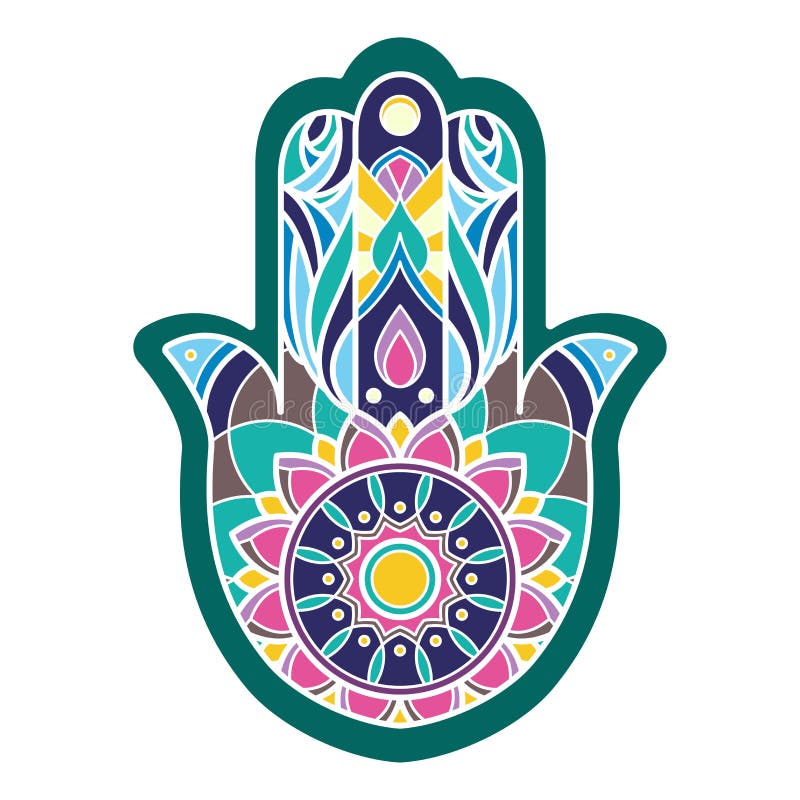 Multicolored hamsa stock vector. Illustration of asian - 75787297