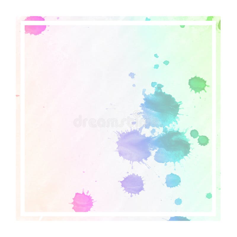 Multicolored Hand Drawn Watercolor Rectangular Frame Background Texture ...