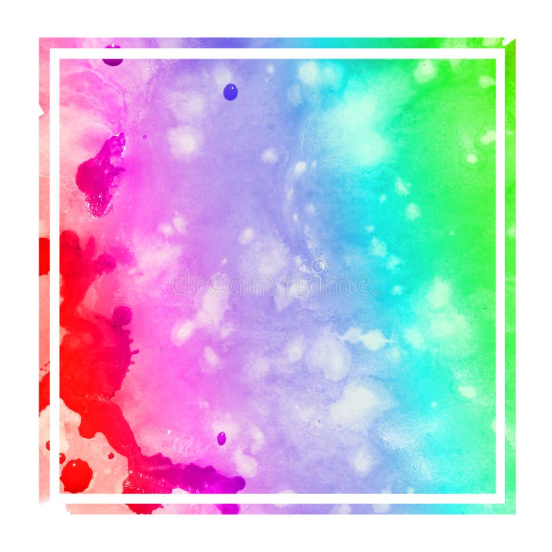 Multicolored Hand Drawn Watercolor Rectangular Frame Background Texture ...