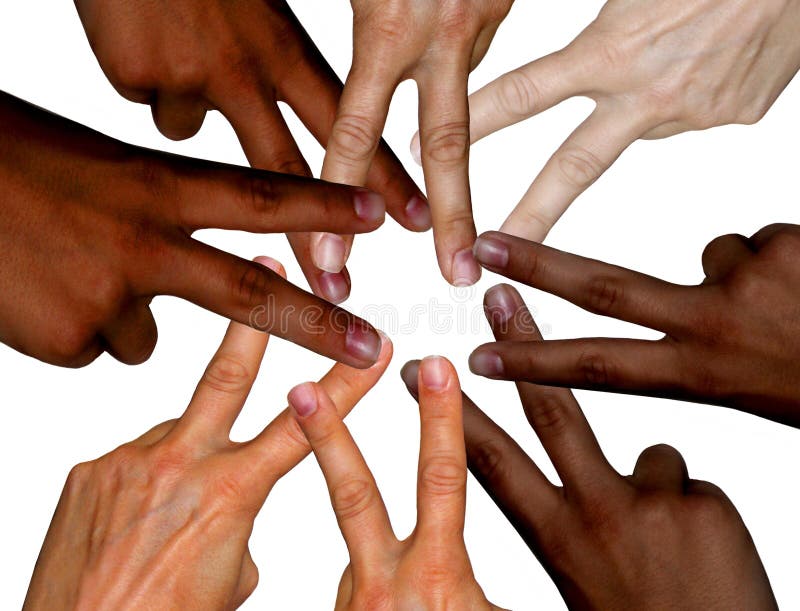 Multicolored Handen Samen in Vredesteken Stock Afbeelding - Image of ...