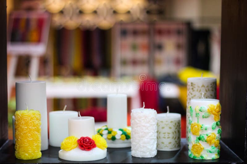 Multicolored Handmade Designer Candles Stock Photo - Image of ...