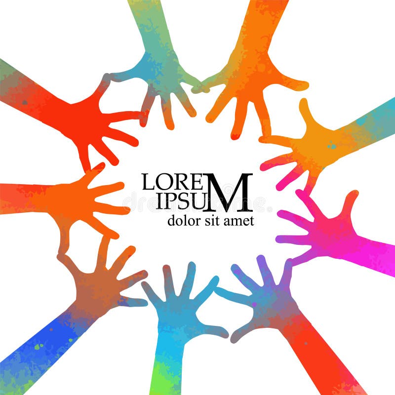 Multicolored Hands Around. Frame from Rainbow Hands. Vector ...
