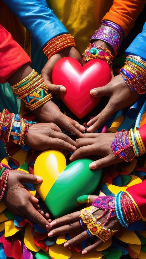Multicolored Hands from Different Cultures Come Together To Form Color ...