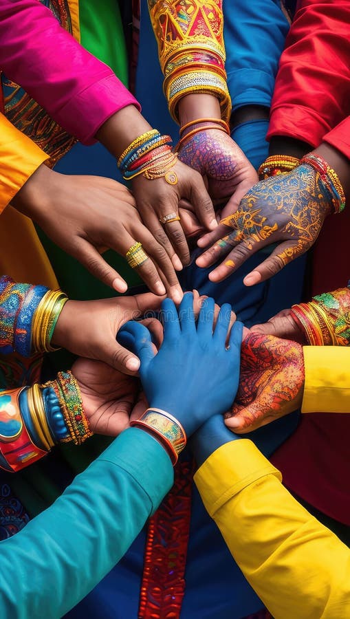 Multicolored Hands from Different Cultures Come Together To Form Color ...