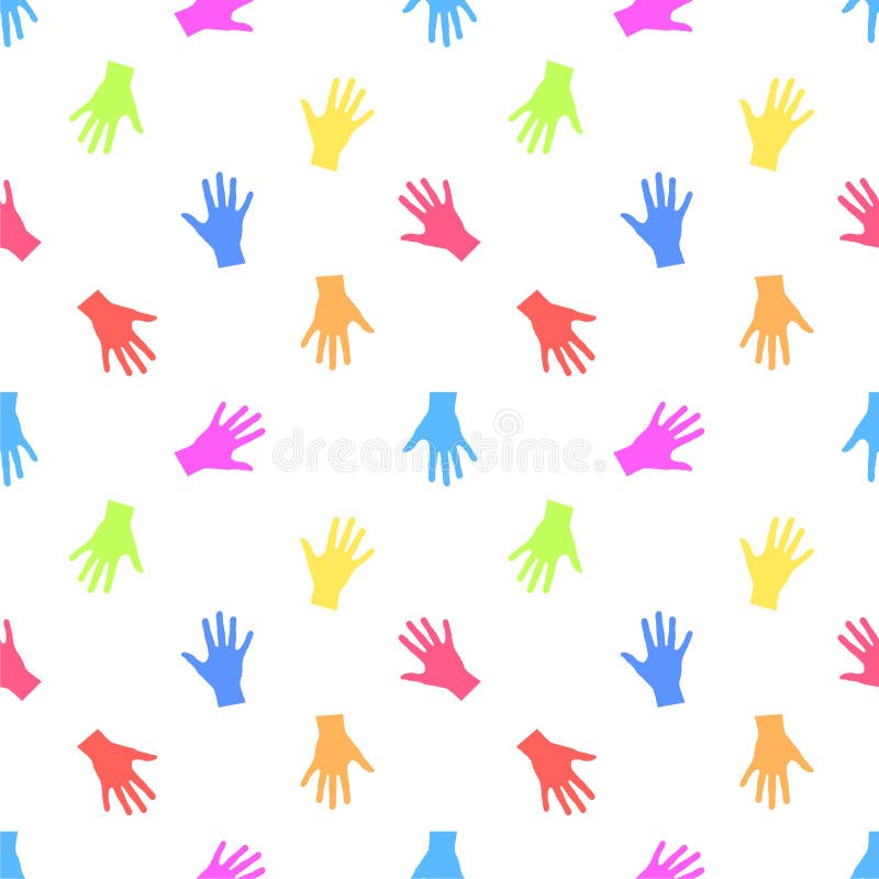 Multicolored Hands Silhouette Motif Seamless Pattern Stock Illustration ...