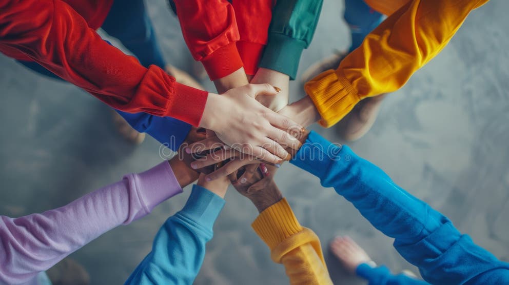 The Multicolored Hands Stack. AI Generated Stock Photo - Image of ...
