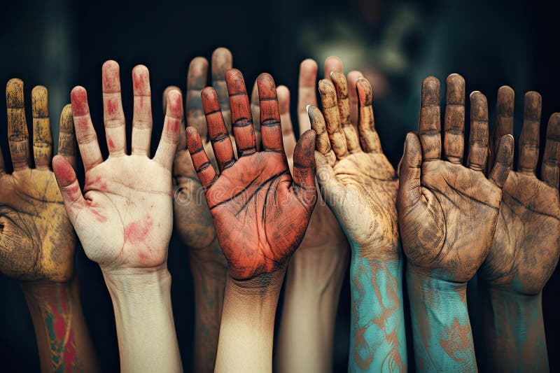 Multicolored Hands Together, Celebrating the Beauty of Human Diversity ...
