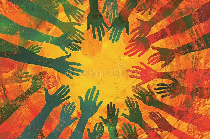 Multicolored Hands on Vibrant Background Showing Unity and Diversity ...