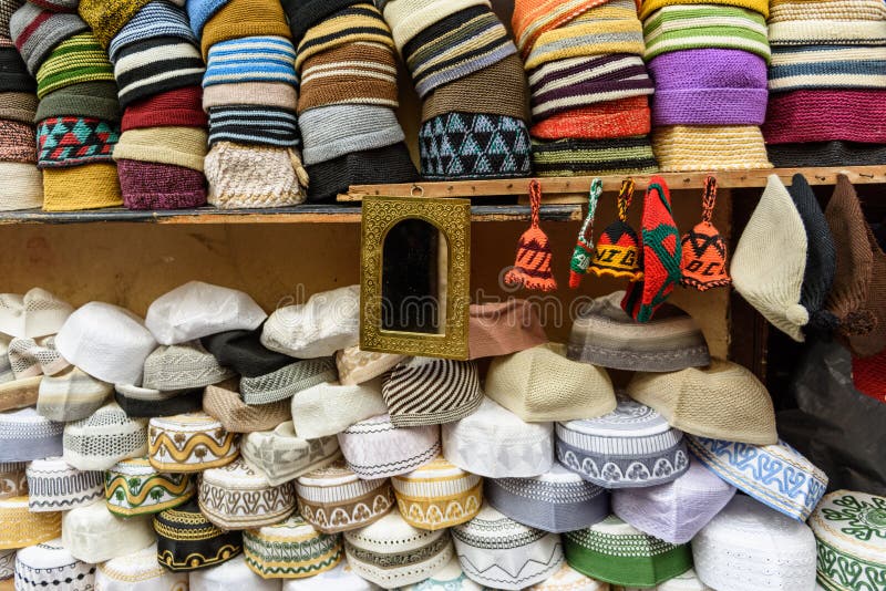 Multicolored Hats Sold in Fez, Morocco Stock Image - Image of clothes ...