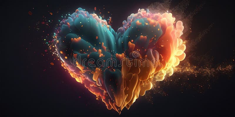 Multicolored Heart Shaped Firework Cloud Conceptual AI Generated Stock ...