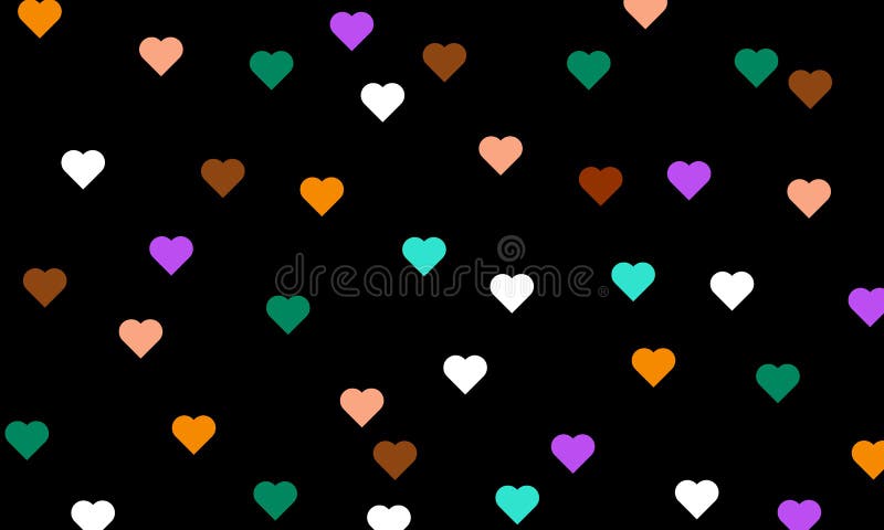 Multicolored Hearts on a Black Background Stock Vector - Illustration ...