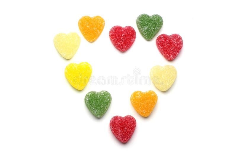 Multicolored hearts candy stock photo. Image of fruit - 83930252
