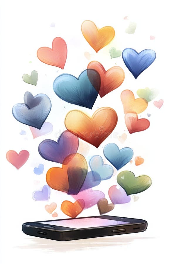 Multicolored Hearts Floating in a Dynamic Upward Motion on a White ...