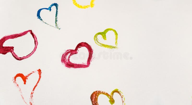 Multicolored Hearts on a White Background with Copy Space. the Hearts ...
