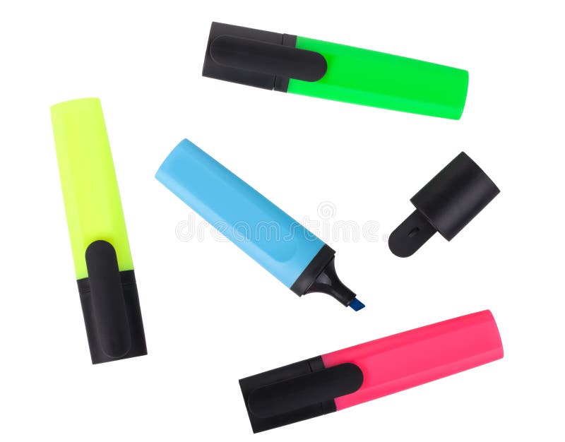Multicolored highlighters stock image. Image of felt - 74608241