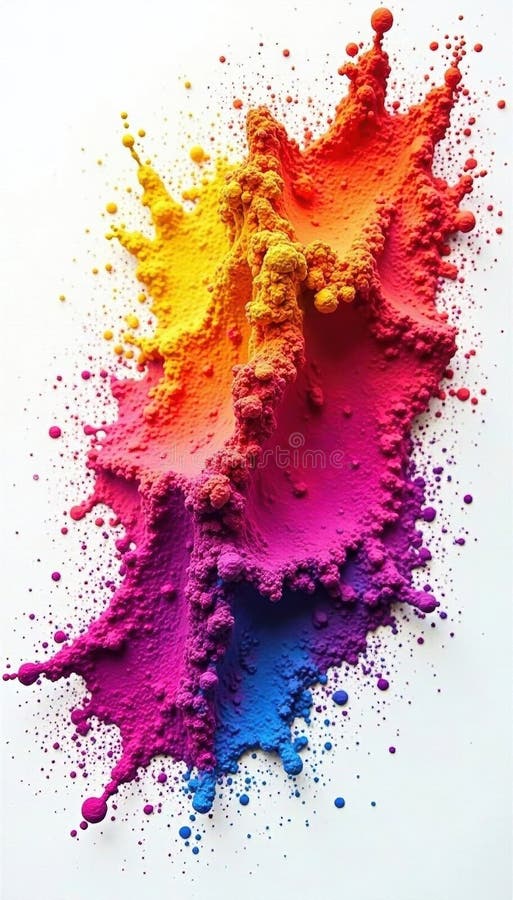 Multicolored Holi Powder Creates a Dynamic, Wide Splash Across White ...