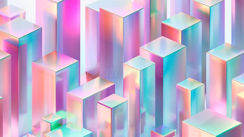 Multicolored Holographic Columns in an Abstract Array. AI Generated ...