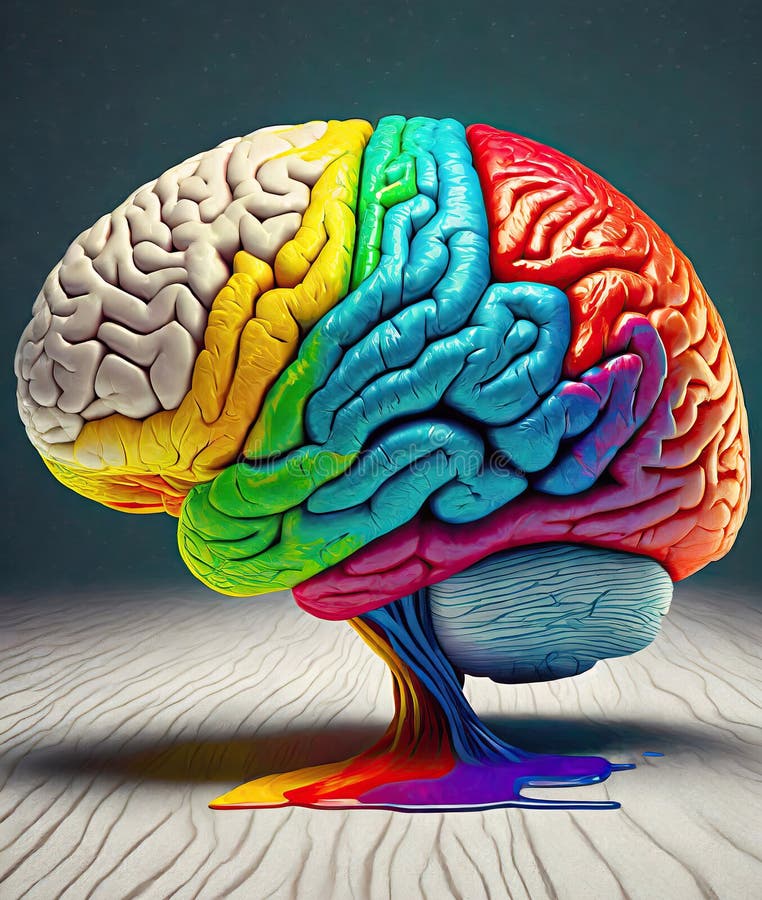 Multicolored Human Brain Painted with Different Colors. Creative Human ...