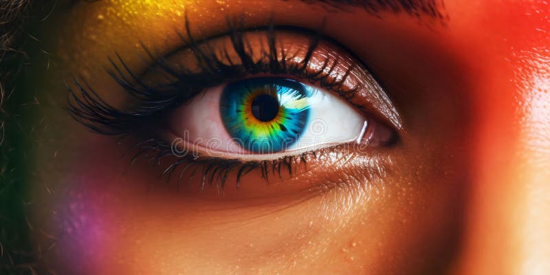 Multicolored Human Eye with a Curious Expression. AI-generated Stock ...