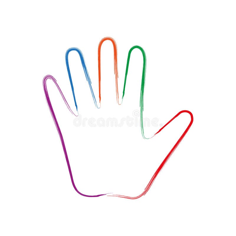 Multicolored Human Hand Palm. Vector in Hand Drawn Style Stock Vector ...