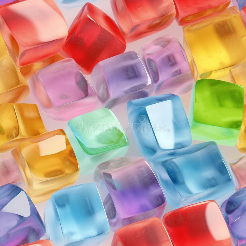Multicolored Ice Cubes or Candy Lollipops Seamless Pattern. Generative ...