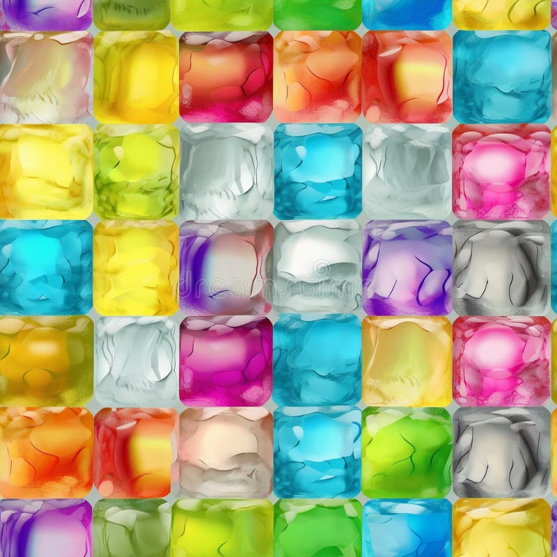 Multicolored Ice Cubes or Candy Lollipops Seamless Tiling Pattern ...