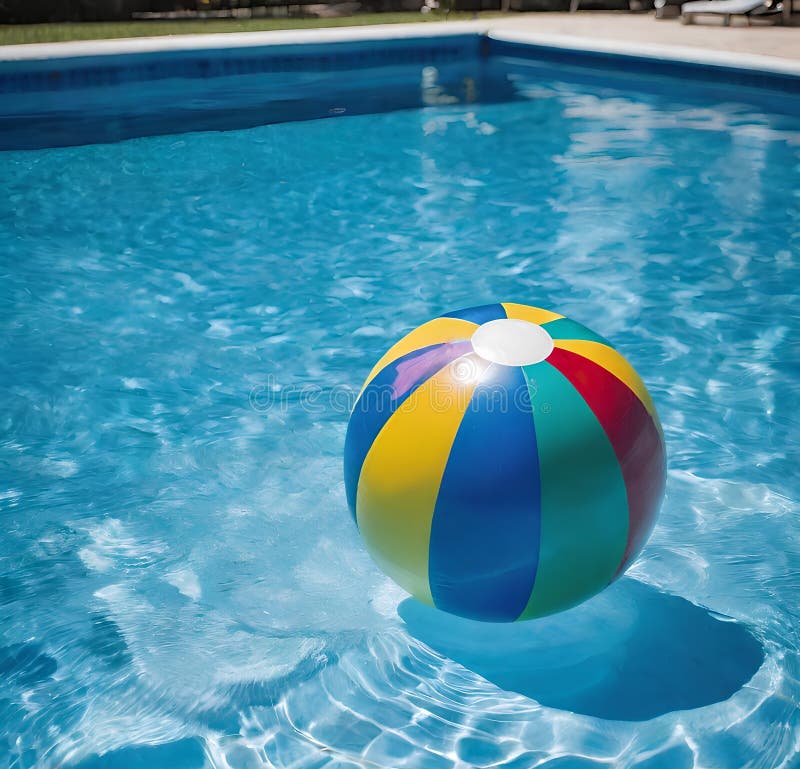 Multi-colored Inflatable Ball Floating in the Pool Stock Illustration ...