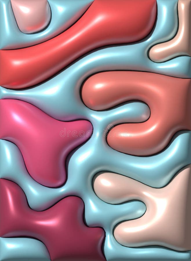 Multicolored Inflated Figures with Shiny Surface, 3D Rendering ...
