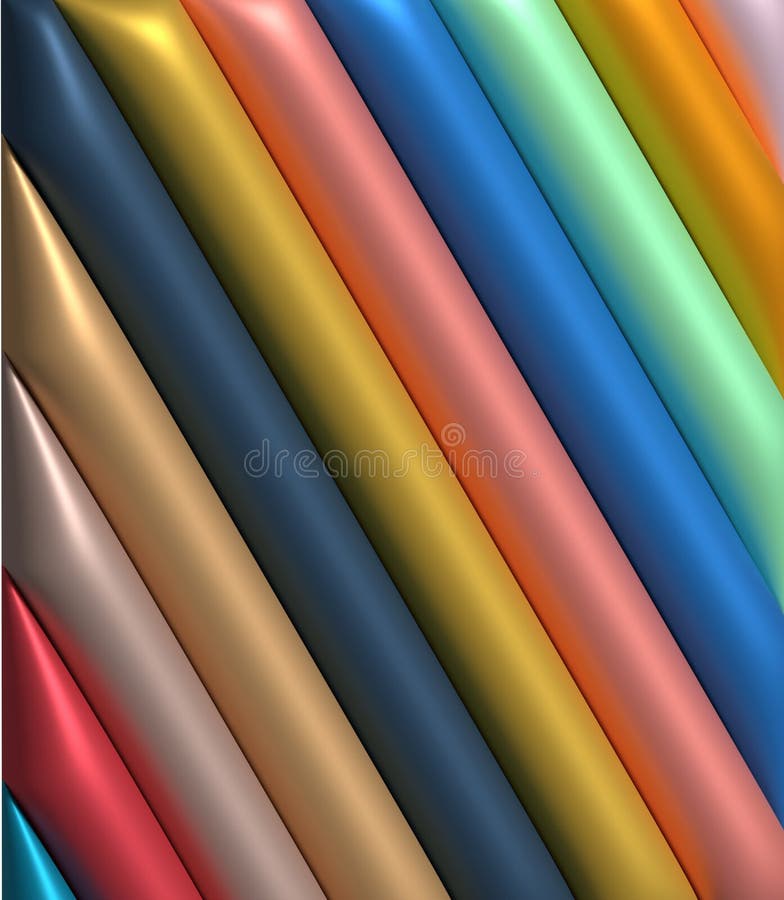 Multicolored Inflated Lines with a Shiny Surface, 3D Rendering ...