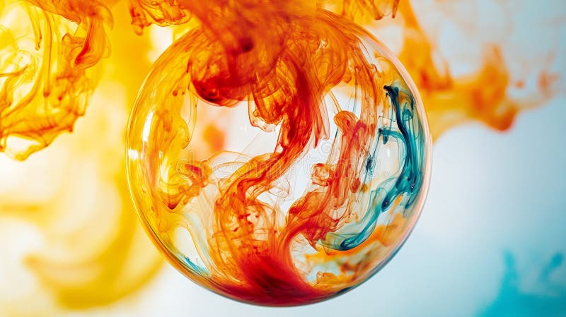 Multicolored Ink Diffusion in Bubble Stock Illustration - Illustration ...