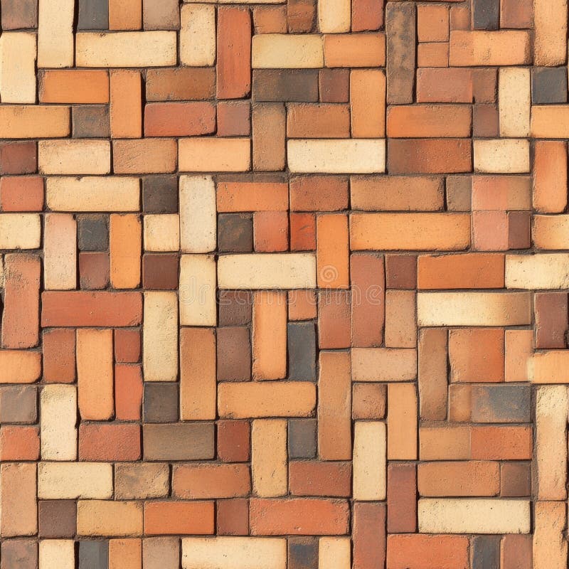 Multicolored Interlocking Brick Wall with Varied Patterns and Textures ...