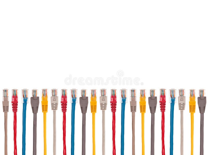Multicolored Internet Cables are Arranged Parallel in a Row. Stock ...